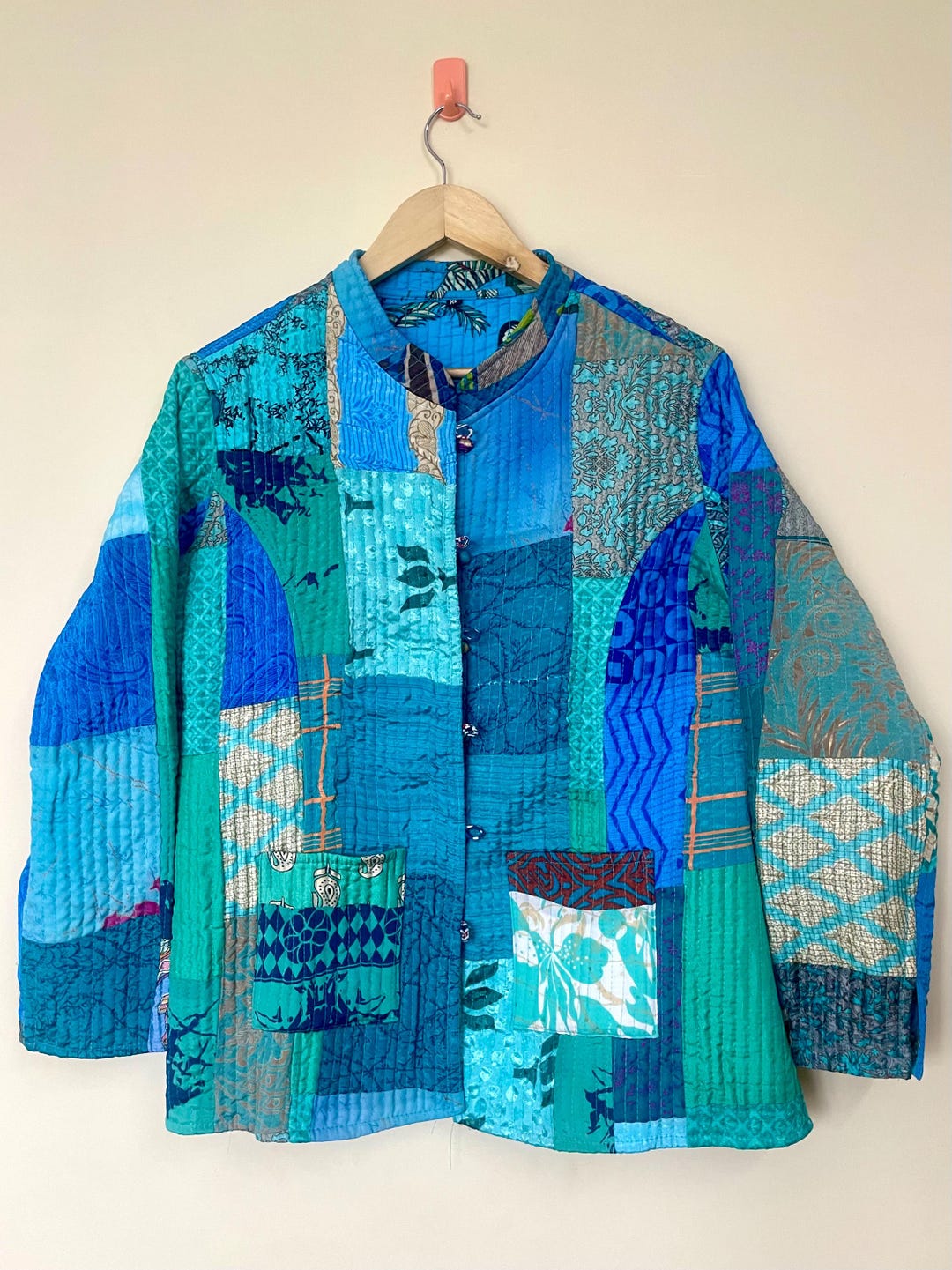 Handmade Kantha Silk Patchwork Robe Vintage Saree Kimono Boho Jacket ...