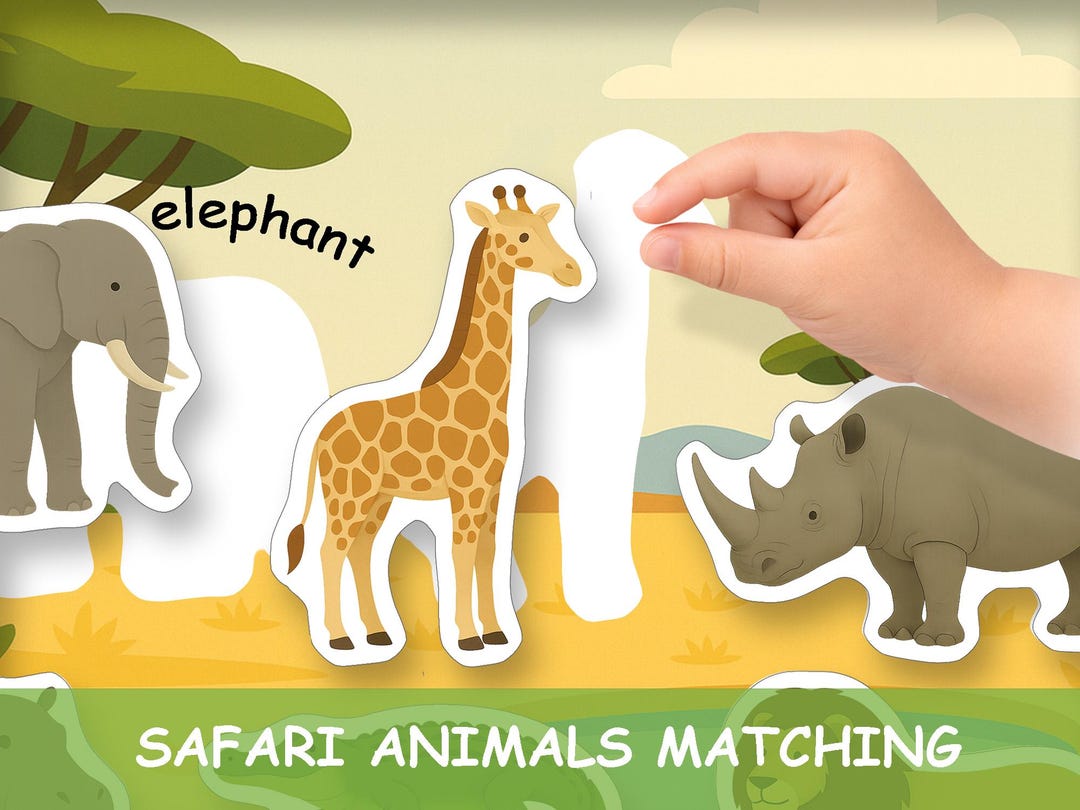 Safari Animals Matching Game | Preschool Learning Activity (printable ...