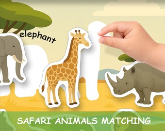 Safari Animals Matching Game | Preschool Learning Activity (printable ...