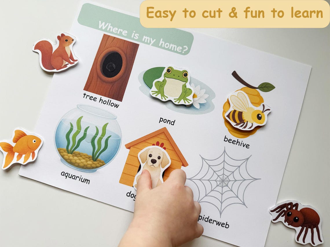 Animal Homes Matching Game | Preschool Learning Printable Activity (PDF ...