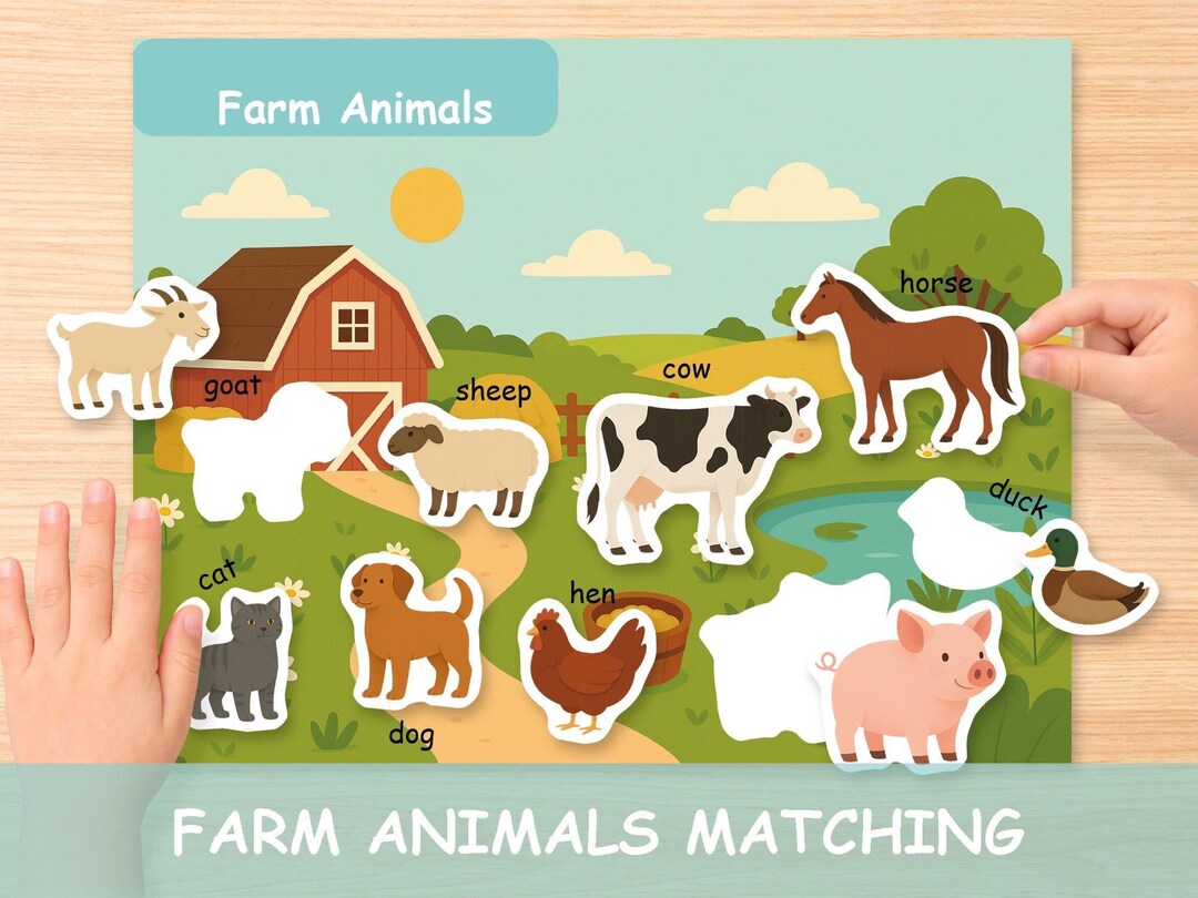 Farm Animals Matching Activity for Toddlers | Printable Busy Book Page ...