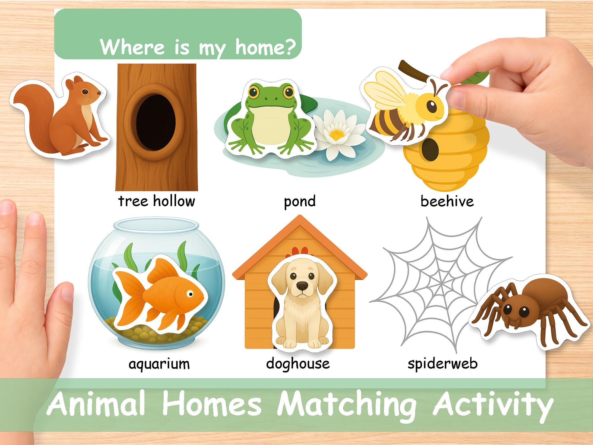 Animal Homes Matching Game | Preschool Learning Printable Activity (PDF ...
