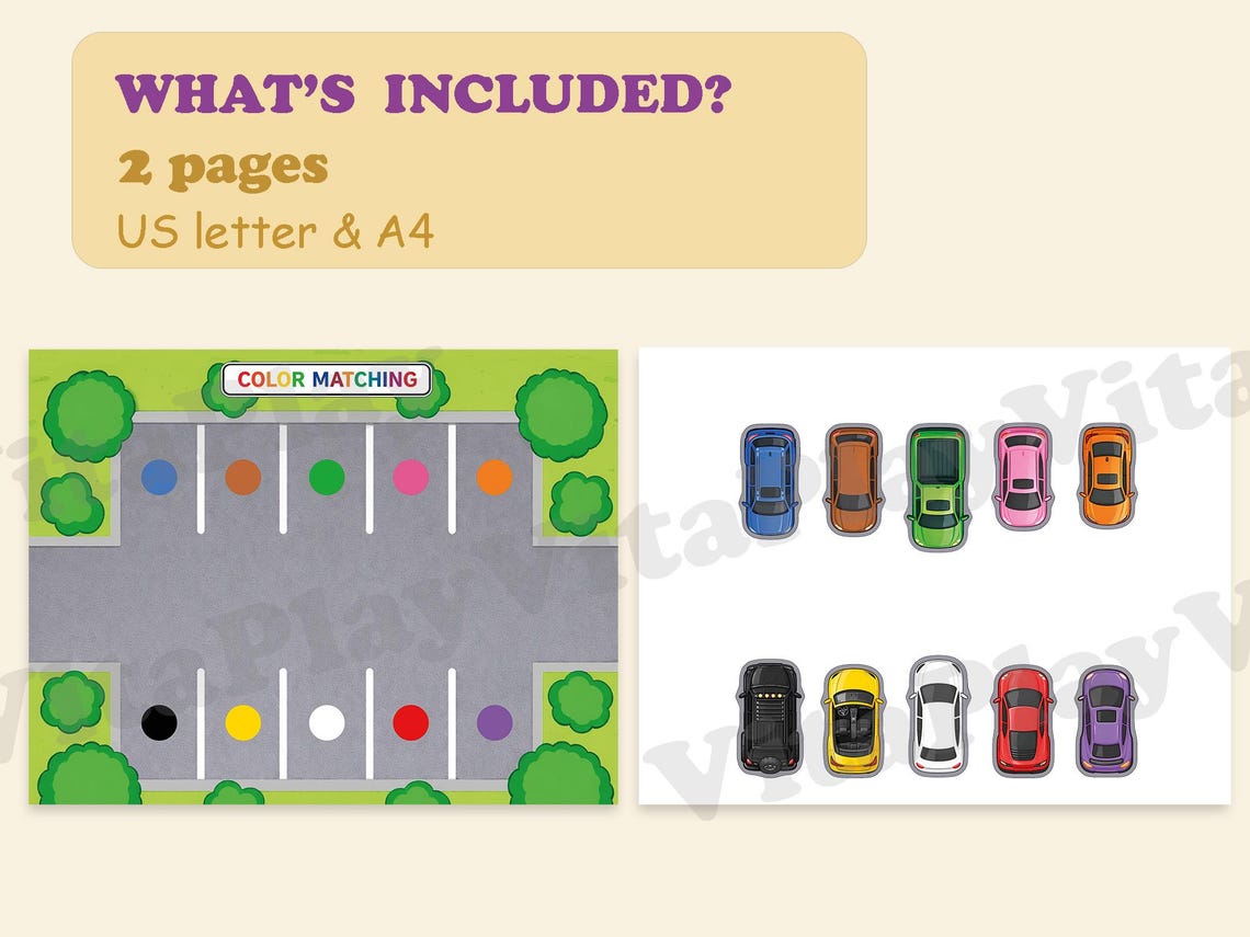 Color Matching Cars Game | Toddler Learning Activity (printable PDF) - Etsy