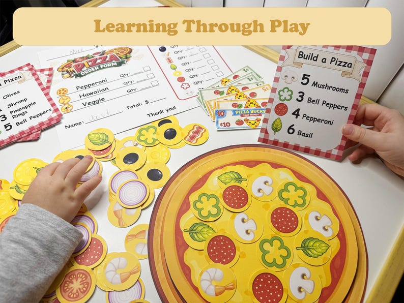 Pizza Game Printable | Build a Pizza Pretend Play | Counting & Matching ...