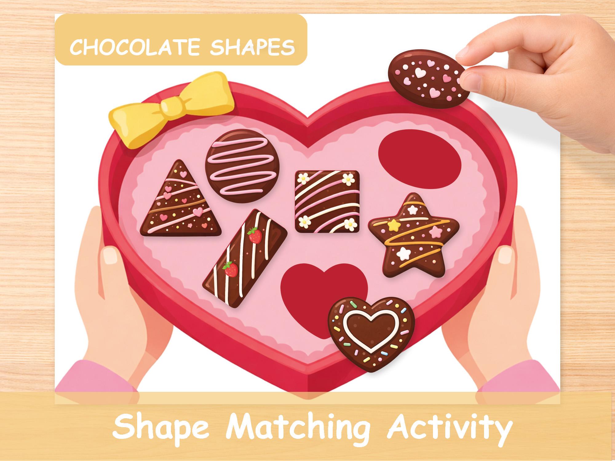 Valentine Chocolate Shapes Matching Activity | Preschool Printable (PDF ...
