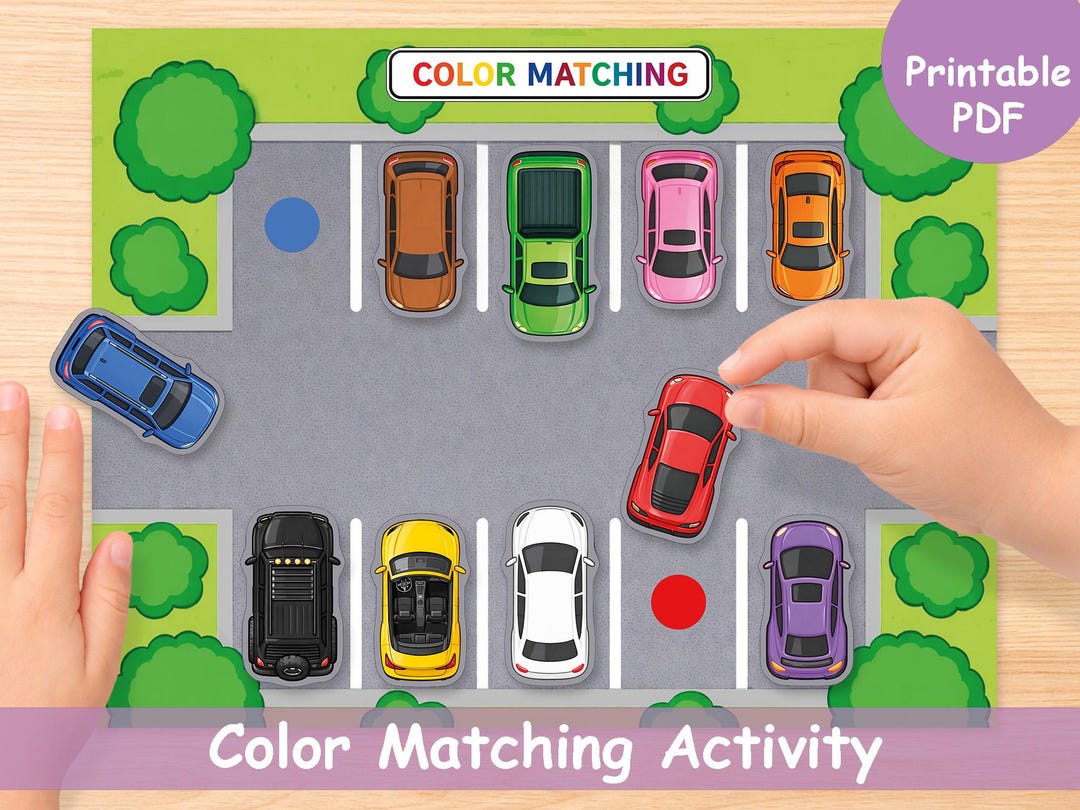 Color Matching Cars Game | Toddler Learning Activity (printable PDF) - Etsy