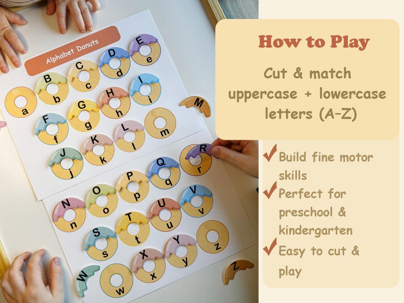 Donut Alphabet Matching Game | Uppercase & Lowercase Letters A-Z ...