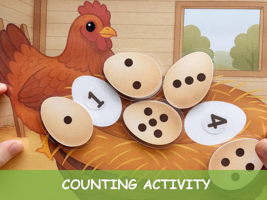 Farm Math Game | Preschool Egg Counting Activity (printable PDF) - Etsy