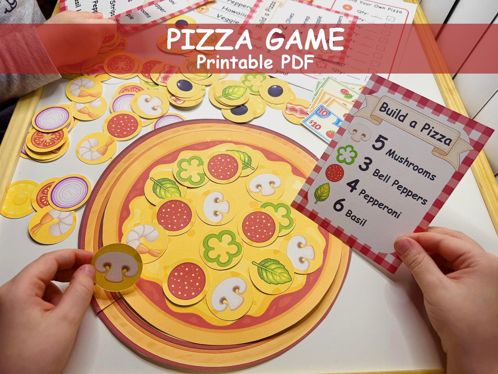 Pizza Game Printable | Build a Pizza Pretend Play | Counting & Matching ...
