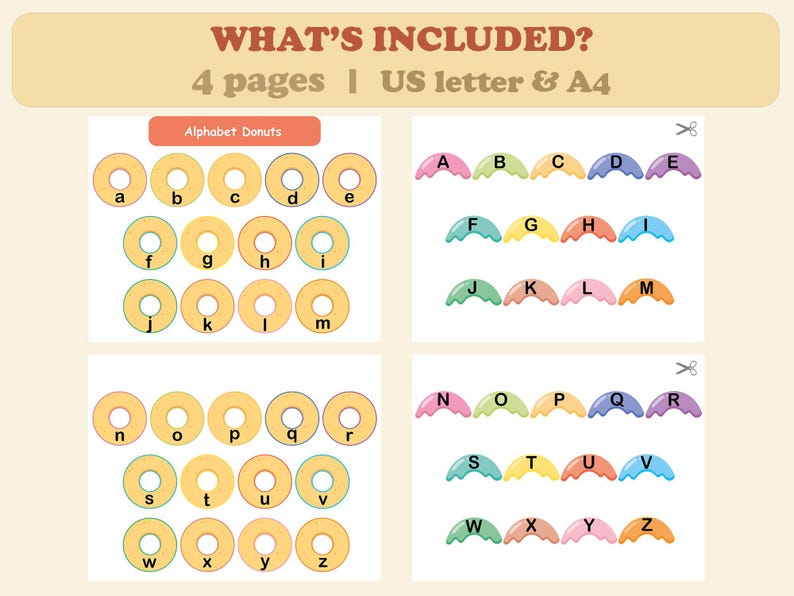 Donut Alphabet Matching Game | Uppercase & Lowercase Letters A-Z ...