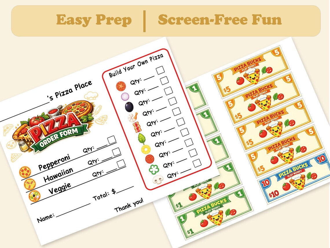 Pizza Game Printable | Build a Pizza Pretend Play | Counting & Matching ...