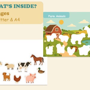 Farm Animals Matching Activity for Toddlers | Printable Busy Book Page ...