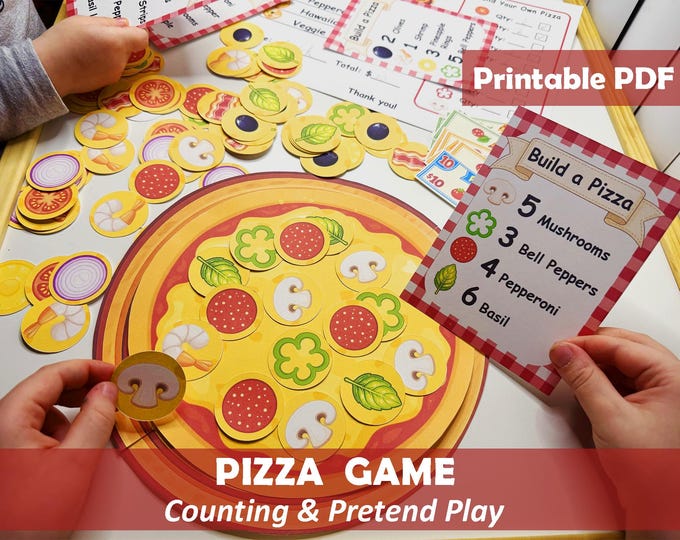 Pizza Game Printable | Build a Pizza Pretend Play | Counting & Matching ...