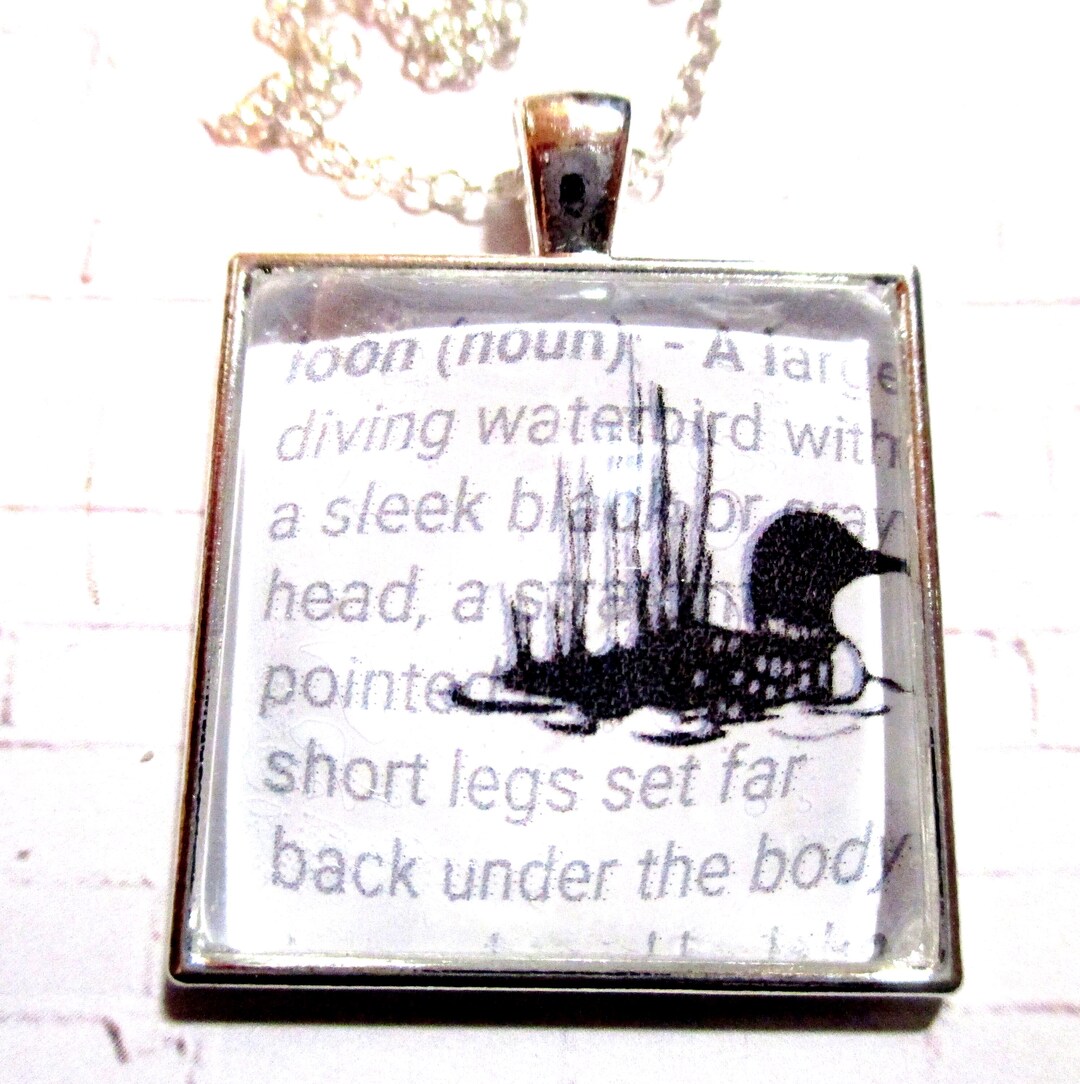 Loon With Definition Glass Silver Pendant - Etsy