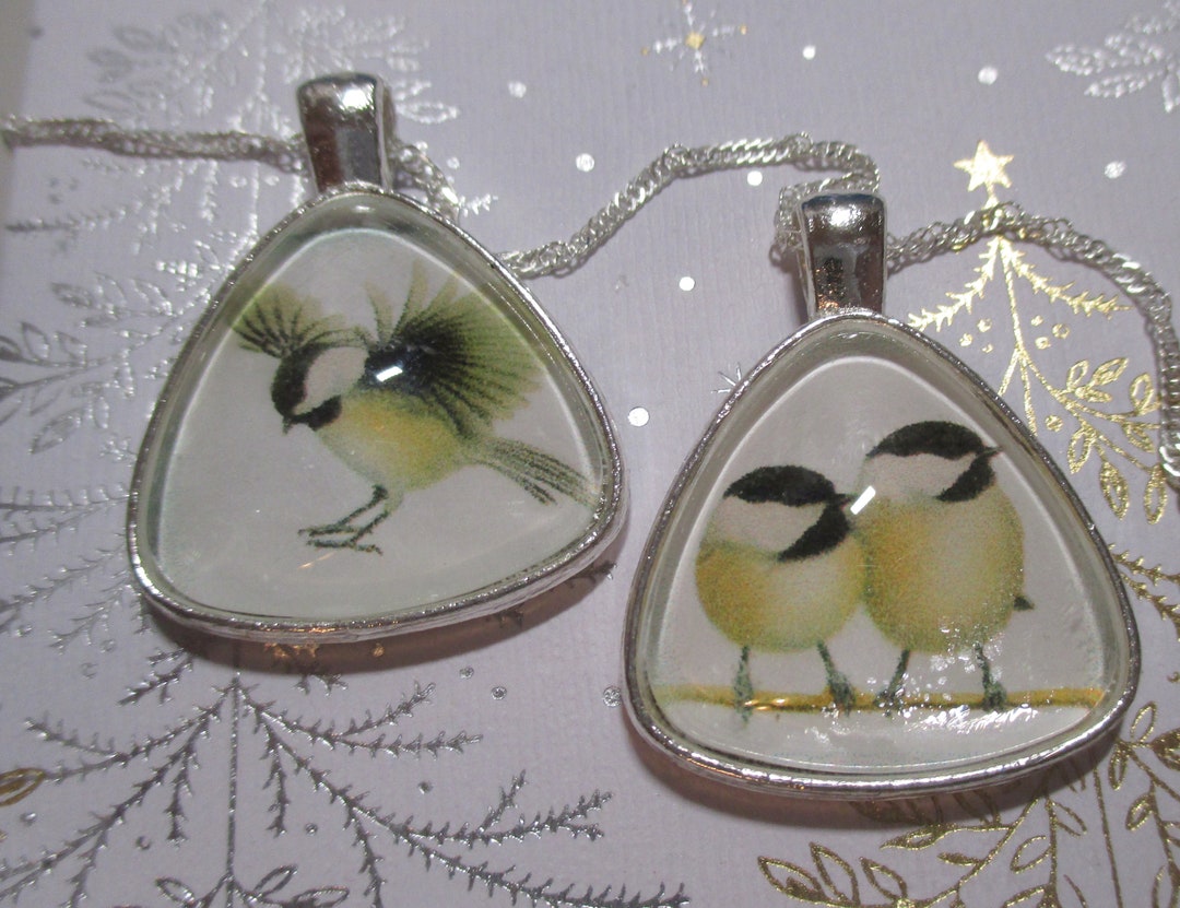 Chickadees Silver Pendant - One Item - Etsy