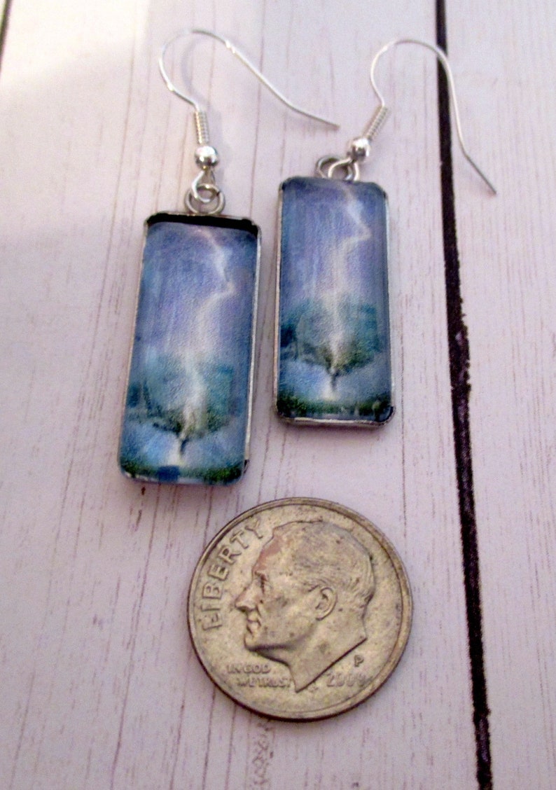 Lightning Strike Glass Rectangle Earrings | Etsy