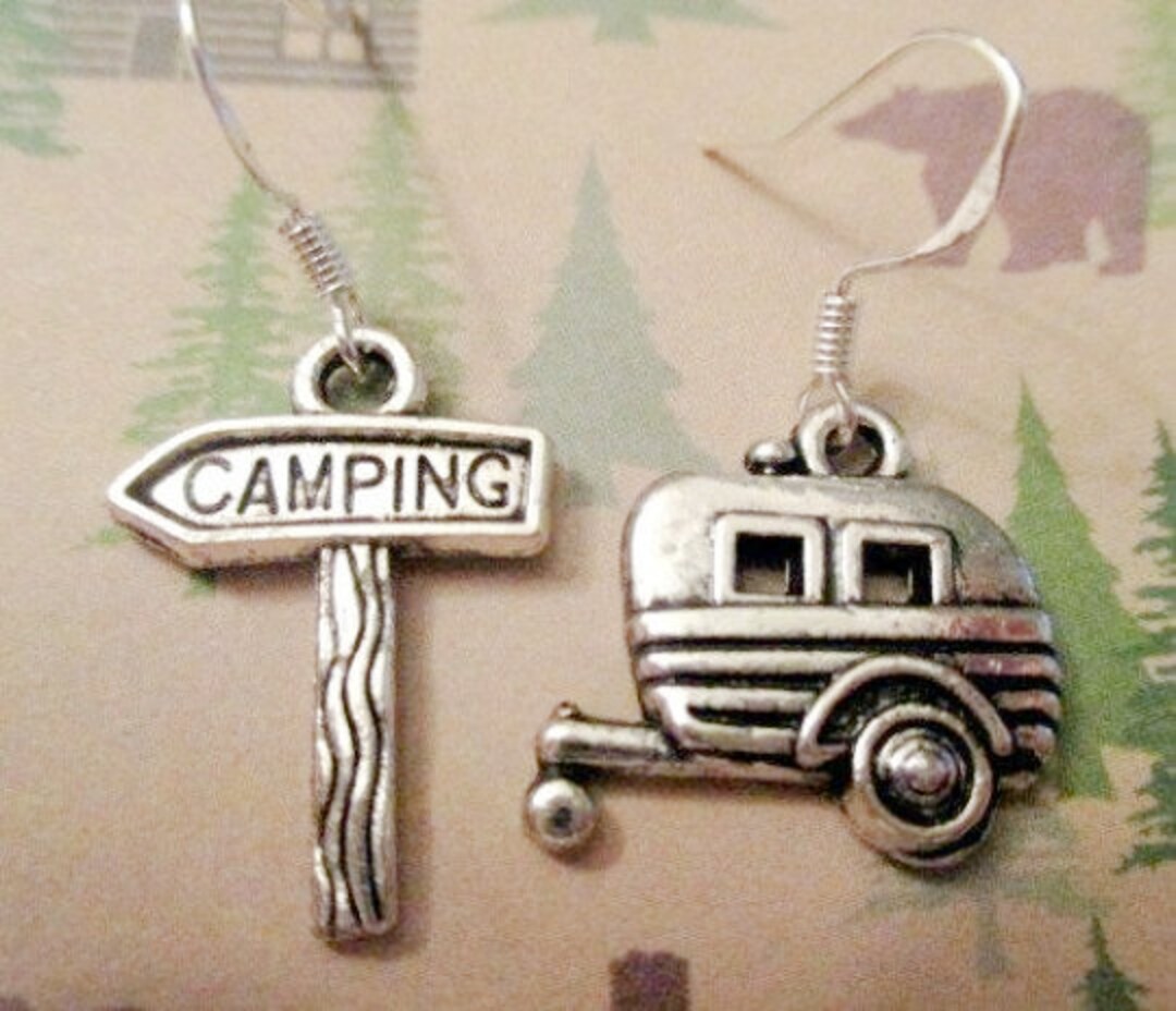 Camper and Camping Silver Mismatched Earrings - One Pair - Etsy