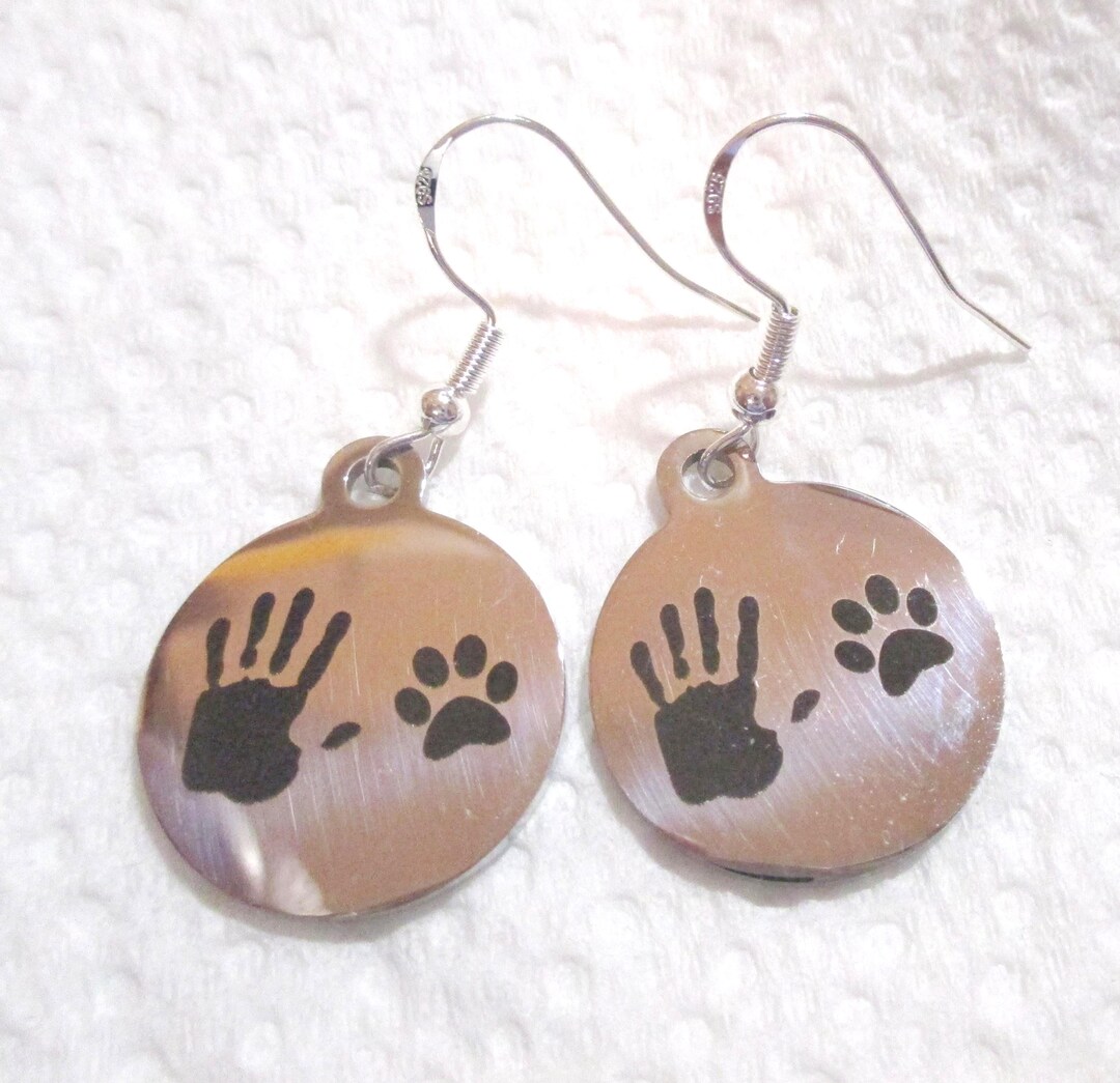 Handprint to Pawprint Silver Earrings - Etsy