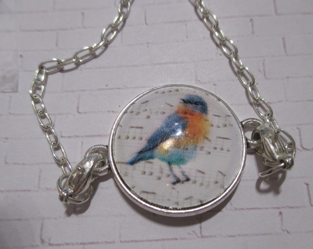 Bluebird With Notes Silver Bracelet - Interchangeable Bracelet - Etsy