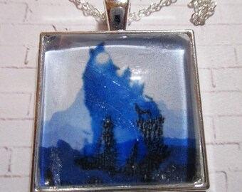 Blue Wolf Pendant | Etsy