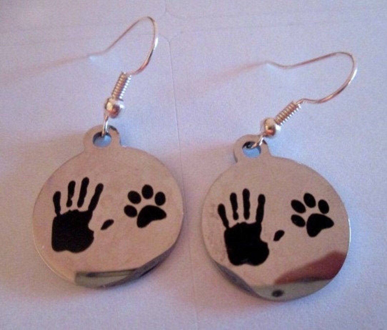 Handprint/pawprint Silver Earrings - Etsy