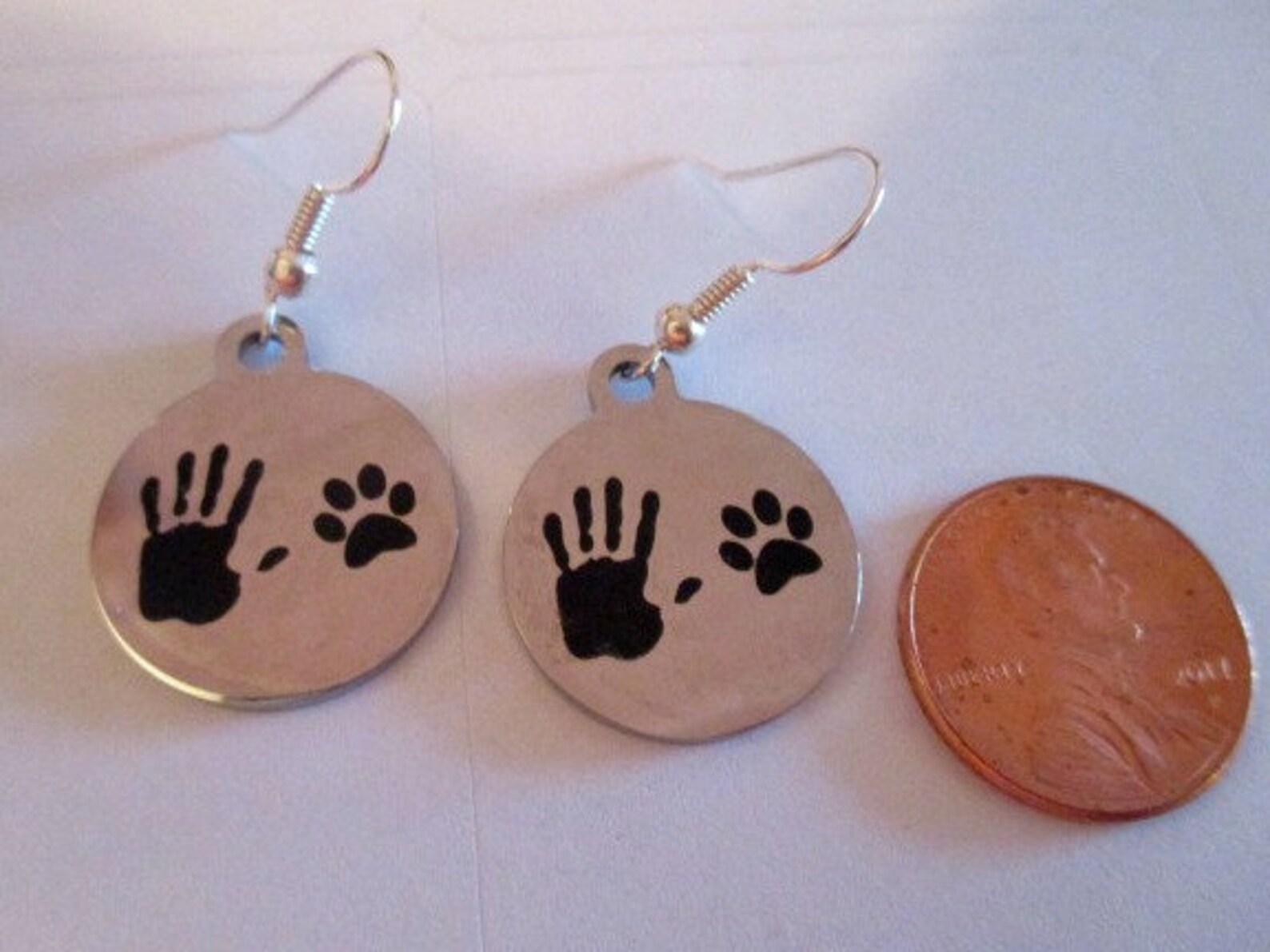 Handprint/pawprint Silver Earrings - Etsy