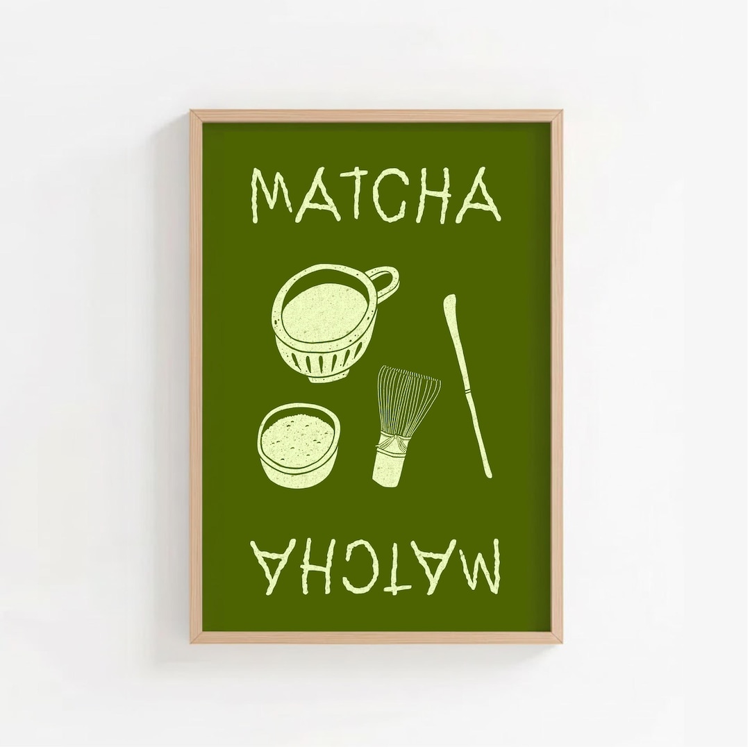 Matcha Tea Art Print – Whimsical Japanese Matcha Illustration, Green ...
