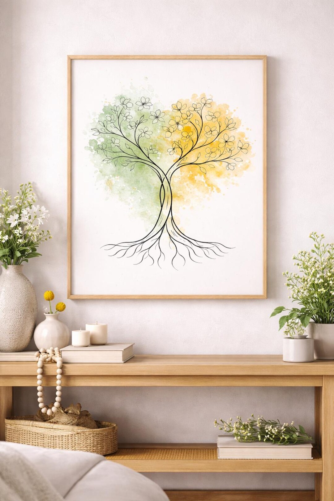 Watercolor Intertwined Tree Heart Art | Romantic Love Tree Print ...