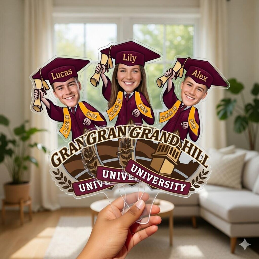 Custom Graduation Acrylic Sign Personalized Name Photo Handheld Grad ...