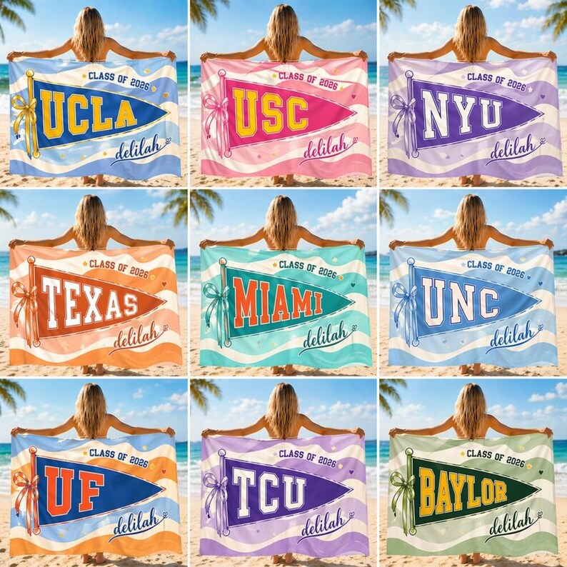 Personalized School Banner School Spirit Beach Towel, College Pennant ...