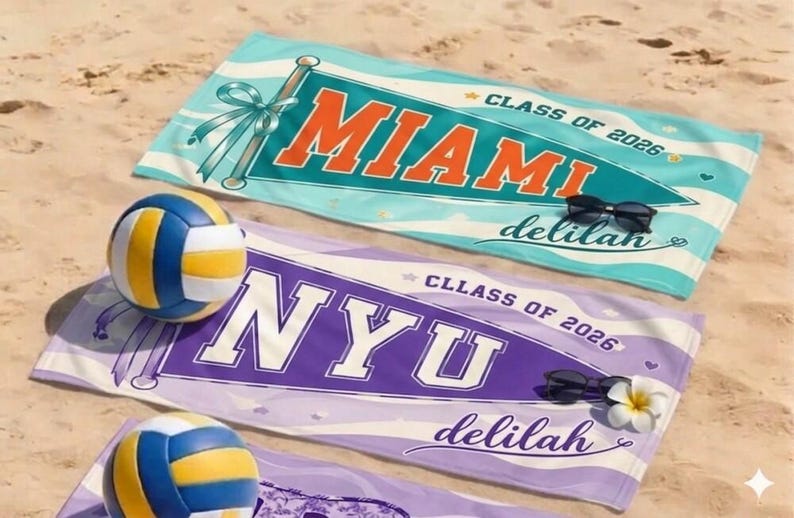 Personalized School Banner School Spirit Beach Towel, College Pennant ...