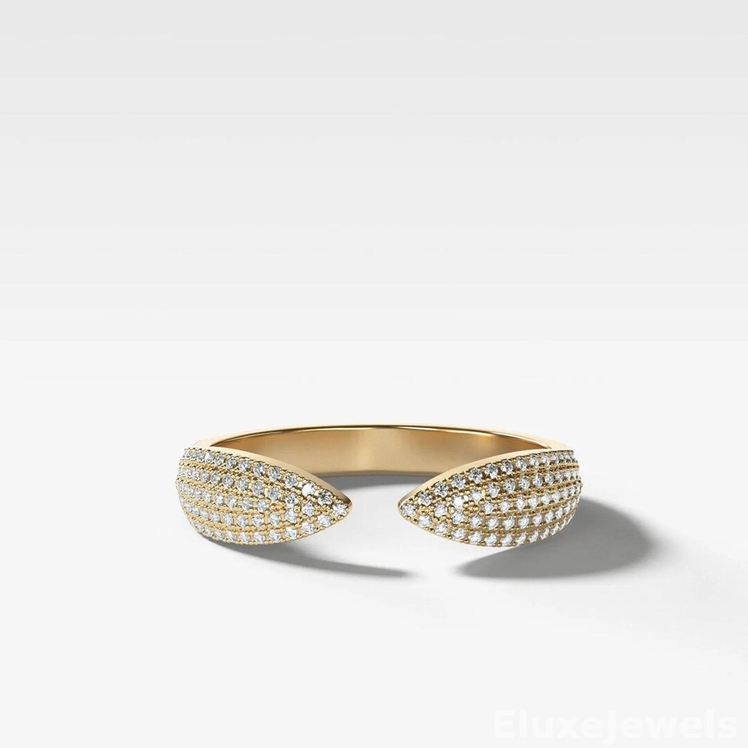 10/14/18K Pave Diamond Wrap Claw Ring, Solid Gold Diamond Claw Ring ...