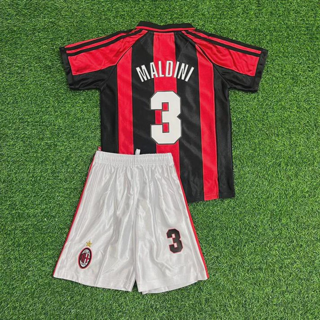 AC Milan 1998/99 Home Retro Kids Kit – Maldini #3 Soccer Set - Etsy