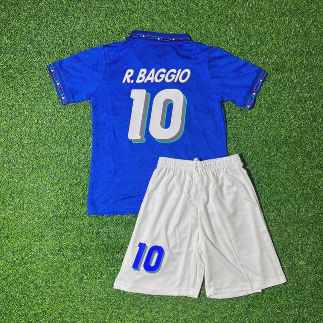 Italy 1994 Home Retro Kit for Kids – Baggio#10 Print | Classic Youth ...