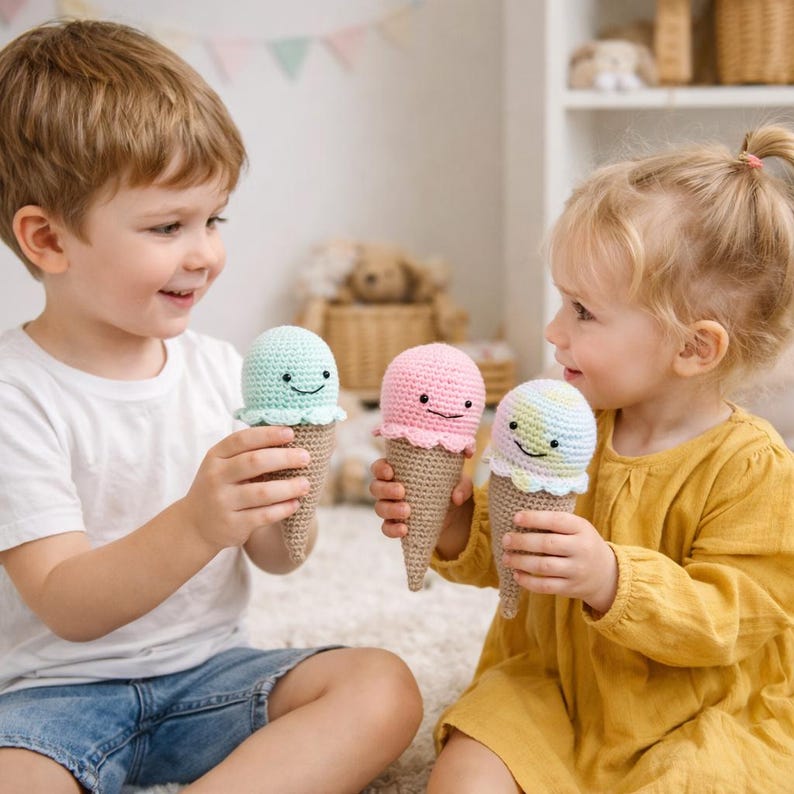 Crochet Ice Cream Plush Pattern, Amigurumi Ice Cream Toy, Cute Kawaii ...