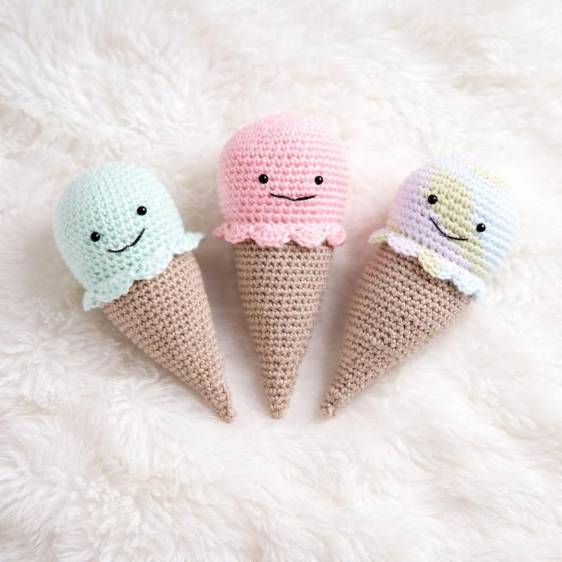 Crochet Ice Cream Plush Pattern, Amigurumi Ice Cream Toy, Cute Kawaii ...