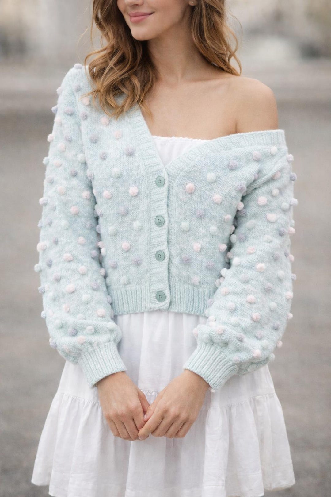 Bobble Cardigan Knitting Pattern, Women's Chunky Knit Sweater (sizes S ...
