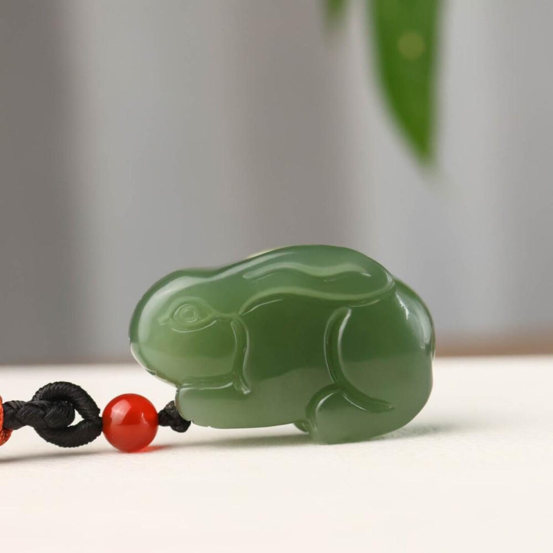 Twelve Chinese Zodiac Figures 3D Rabbit Jade Pendant - for Men, Women ...