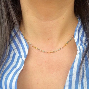 Colorful Paperclip Chain Necklace, Simple Statement Necklace, Dainty ...