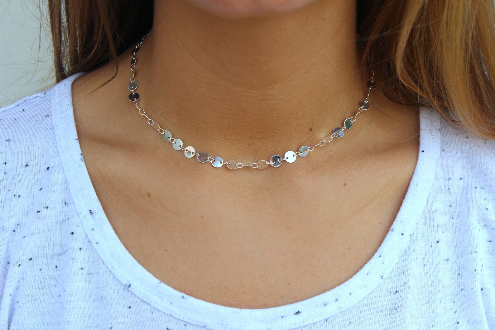 Coin Chain Necklace Coin Chain Jewelry Dainty Choker Rose - Etsy