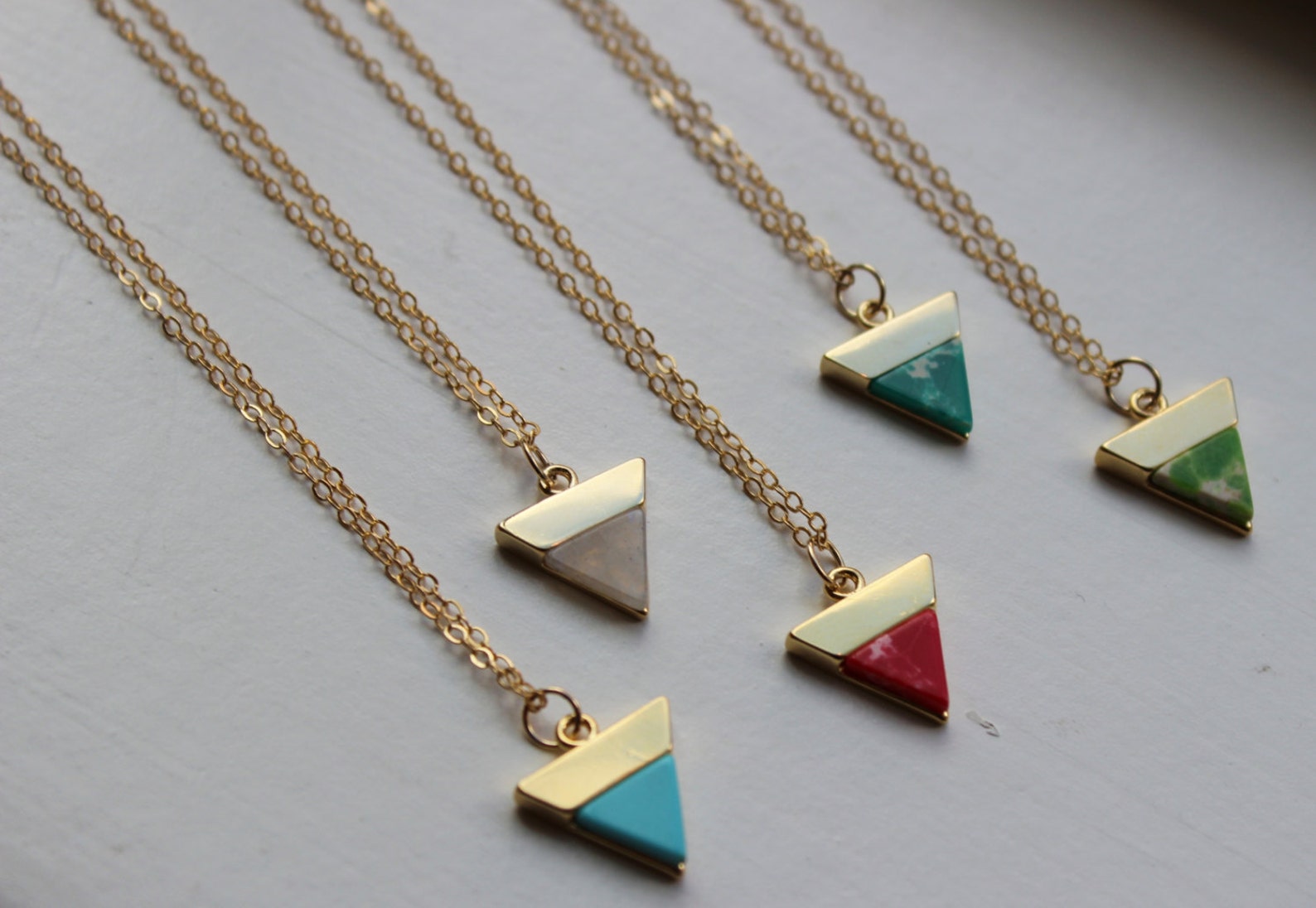 Gold Triangle Necklace Triangle Jewelry Marble Necklace - Etsy
