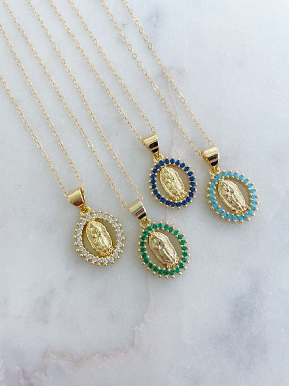 Crystal Virgin Mary Necklace Gold Virgin Mary Jewelry - Etsy