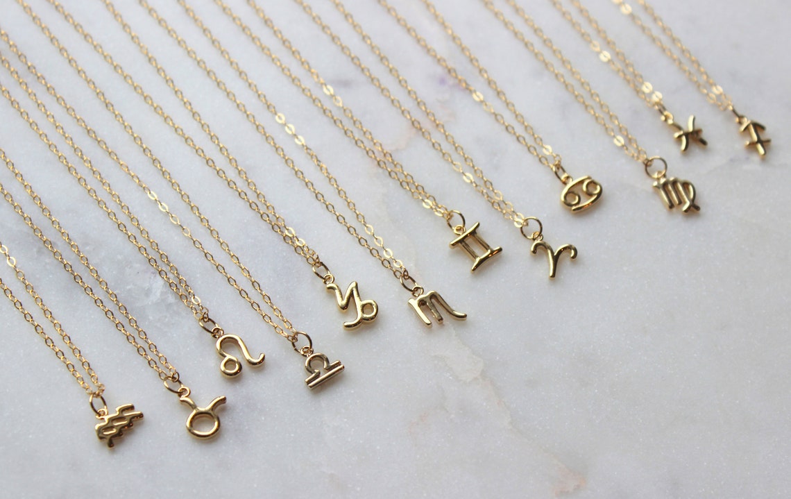 Gold Zodiac Necklace Celestial Jewelry Mindfulness Gift - Etsy