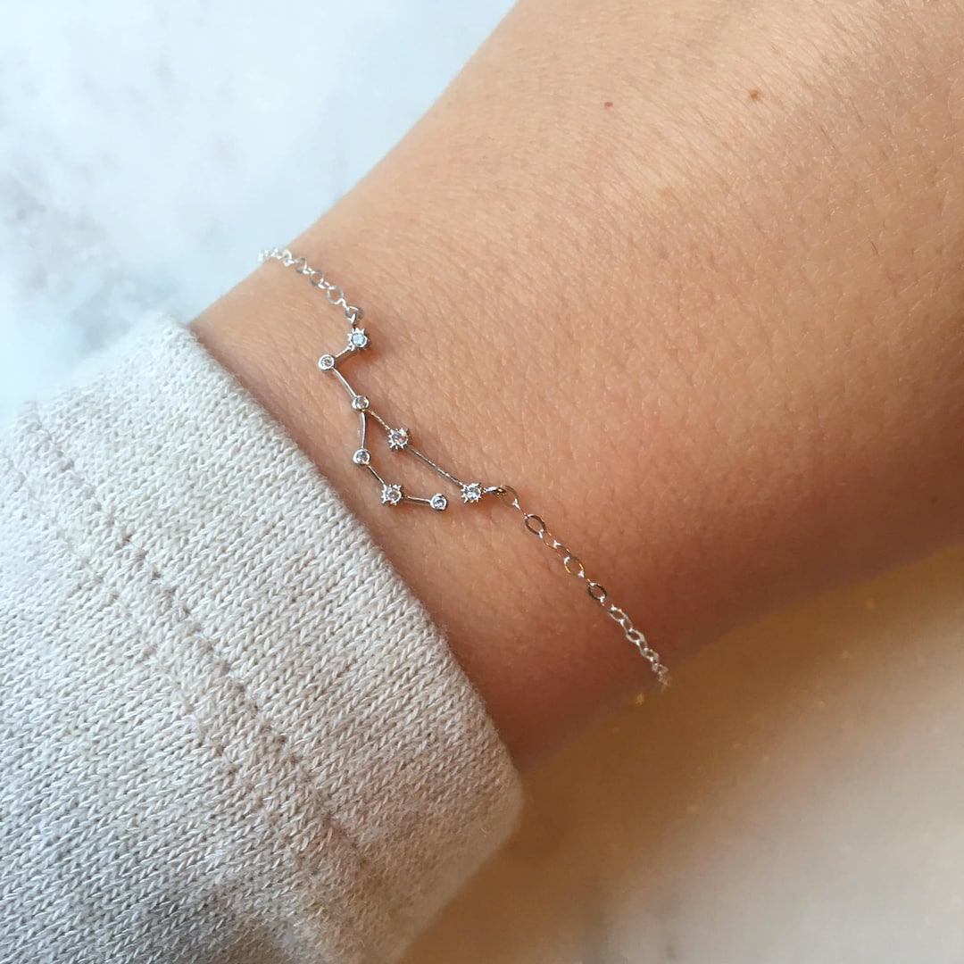 Silver Zodiac Bracelet, Zodiac Sign Bracelet, Constellation Bracelet ...