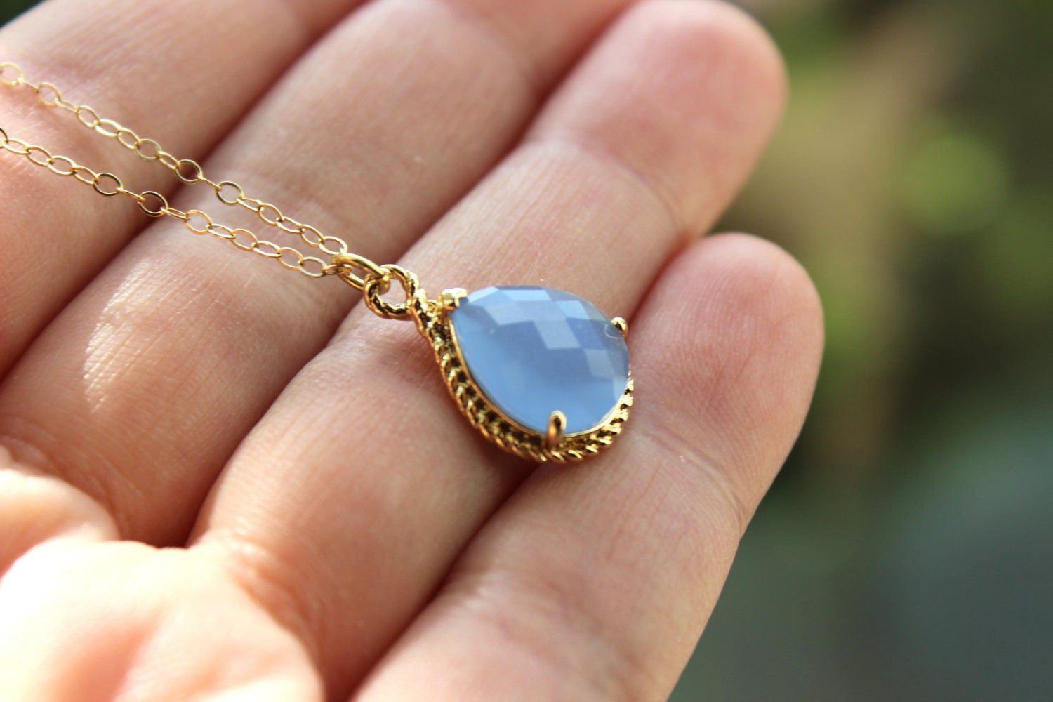 Gold Periwinkle Necklace Lavender Blue Periwinkle Jewelry - Etsy
