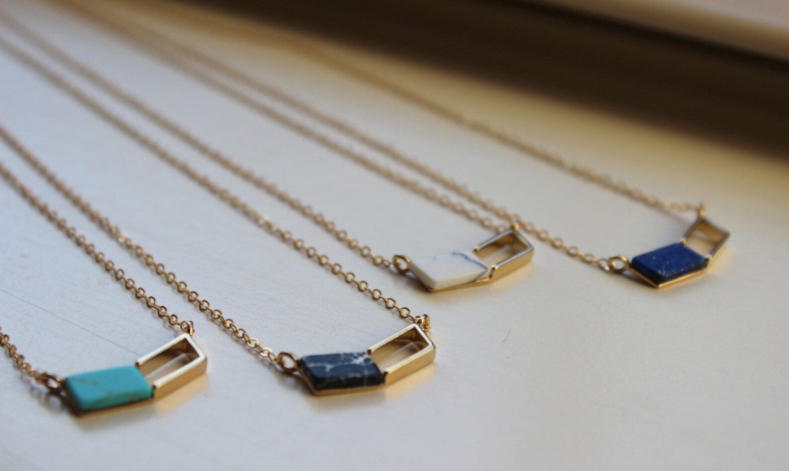 Gold Chevron Necklace, Chevron Jewelry, Geometric Necklace Turquoise ...