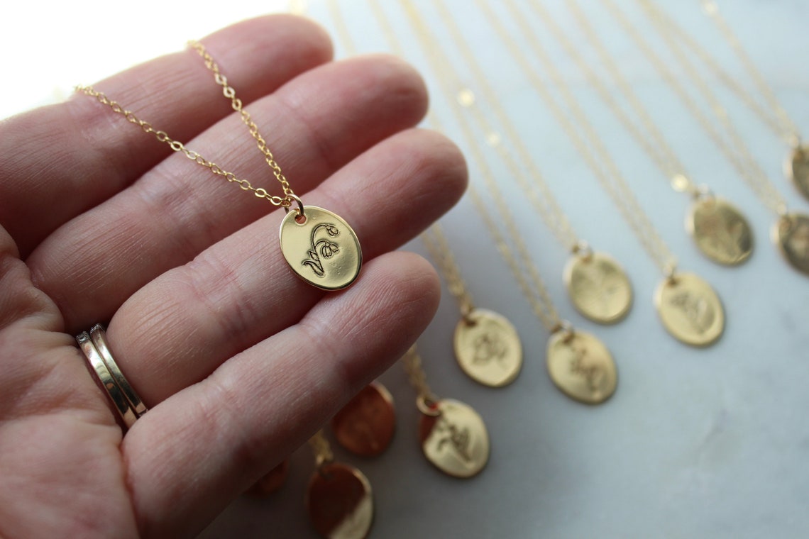 Gold Jewelry Personalized Jewelry Birth Flower Necklace - Etsy