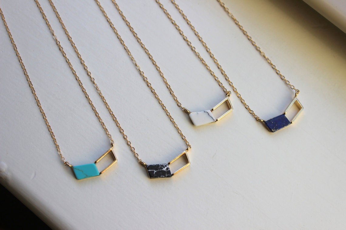 Gold Chevron Necklace, Chevron Jewelry, Geometric Necklace Turquoise ...