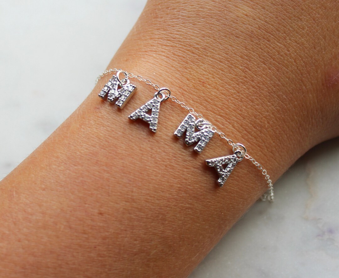 Silver Mama Bracelet, Crystal Mama Bracelet, Personalized Jewelry ...