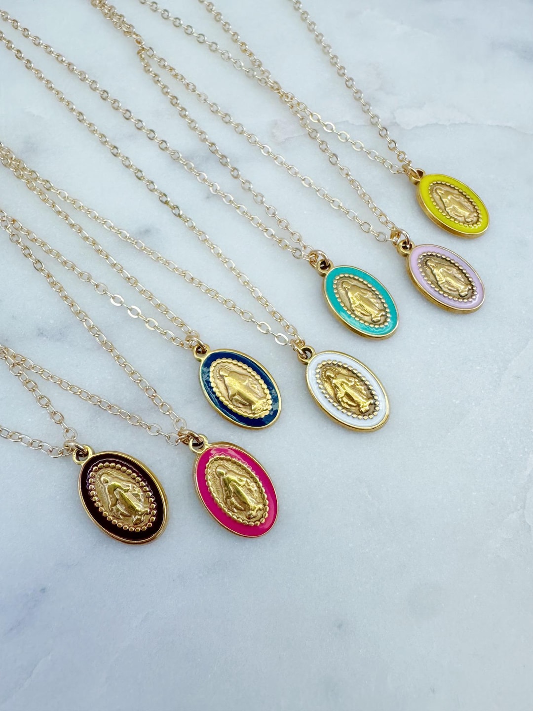 14k Gold Filled Chain, Virgin Mary Necklace Religious Necklace ...